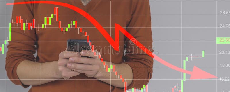 Businessman Hand Making a Decrease Chart. Concept of Economic Downturn. Global Financial Crisis ...