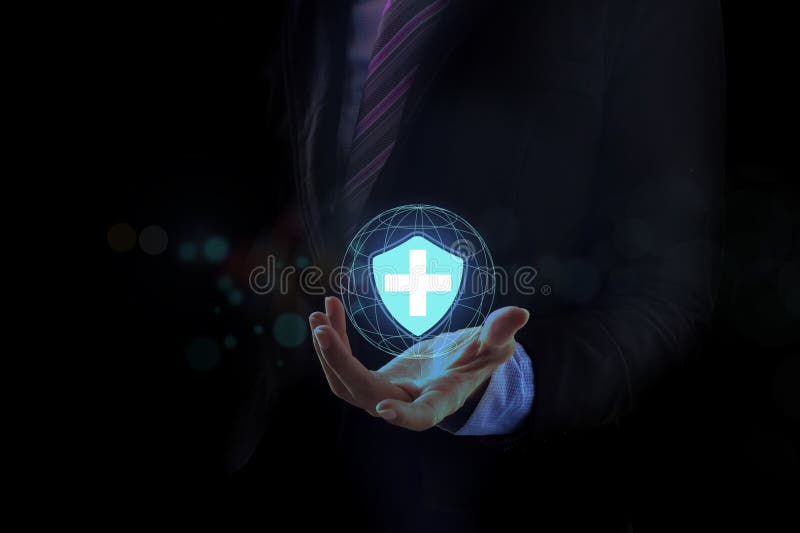 Businessman Hand Open Holding Blue Light, Line. Digital Transformation ...