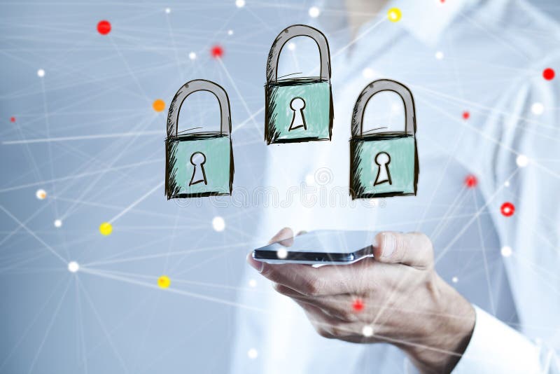 Businessman Hand Phone with Lock Stock Photo - Image of professional ...