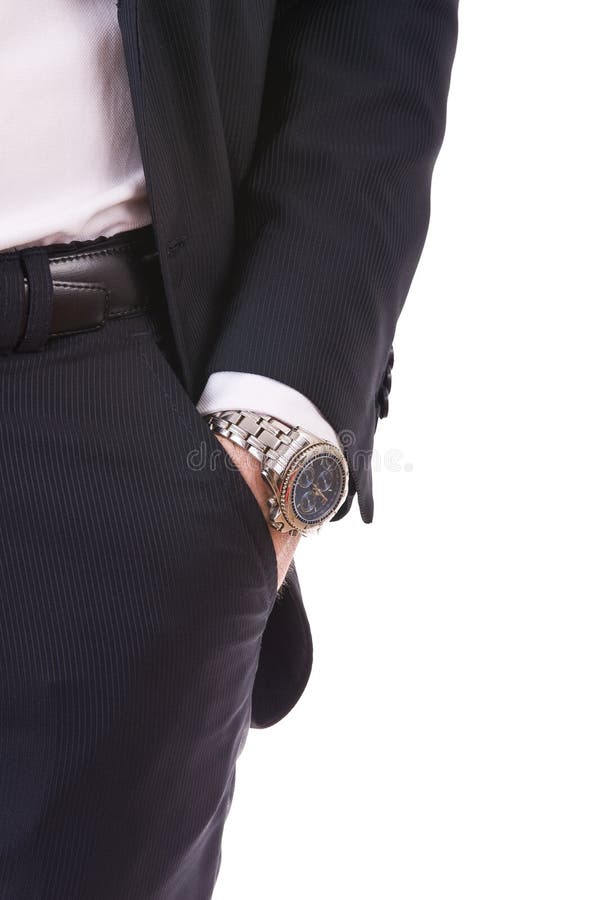Businessman S Hand in the Pocket with Wristwatch. Stock Image - Image ...