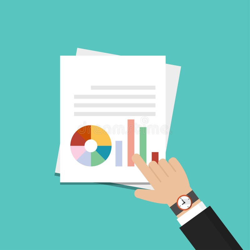 Businessman Hand Pointing at Document with Graph, Reports Icon. Data ...
