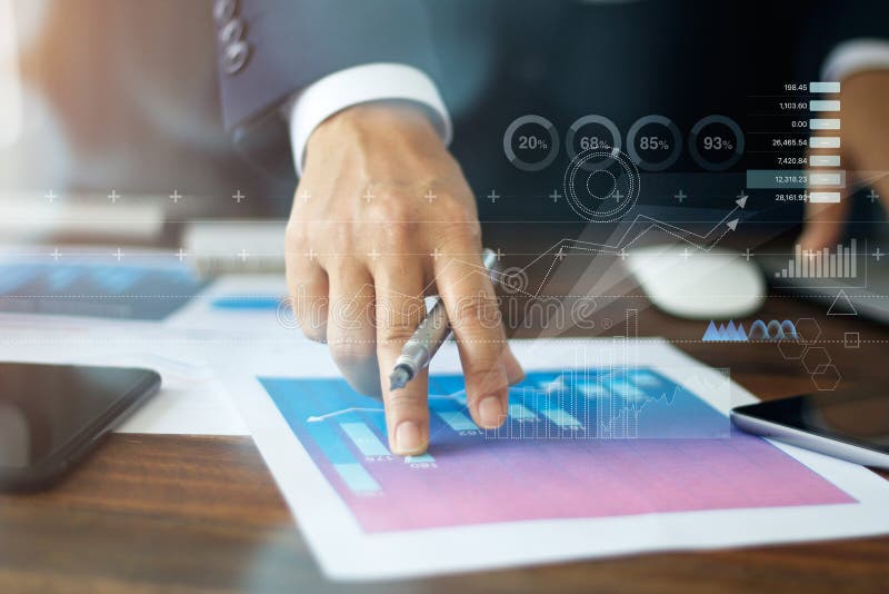 Businessman Hand with Pen Pointing at Growth Graph Chart Business ... Businessman Hand with Pen Pointing at Growth Graph Chart Business ...