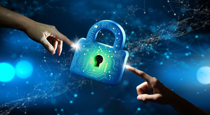 Businessman Hand Pointing Keyhole in Data Security Stock Photo - Image ...