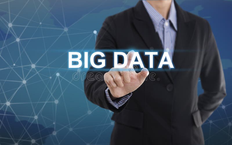 Businessman Hand Pressing Button Big Data. Stock Image - Image of ...