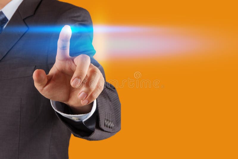 Businessman Working on a Touch Screen Stock Image - Image of desktop ...