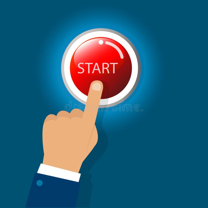 Pressing the Start Button stock vector. Illustration of finger - 61042960
