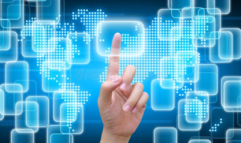 Woman S Hand and Touch Screen with Binary Code Stock Photo - Image of ...