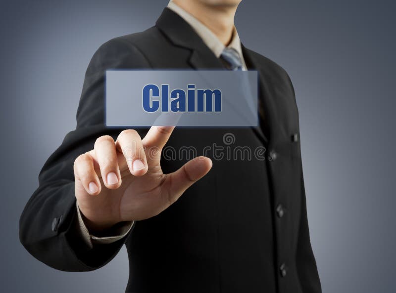 Businessman Hand Pushing Claim Button Stock Image - Image of concept ...
