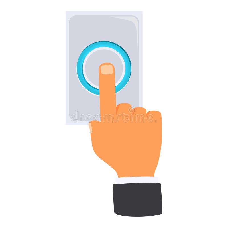 Businessman Hand Pushing Round Button on Control Panel Stock Vector ...