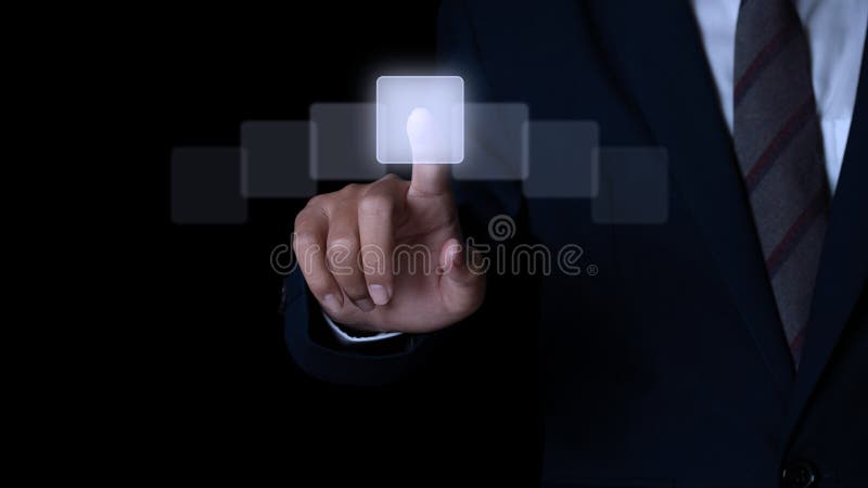 Businessman Hand Pushing on a Touch Screen Interface. Choice Concept ...