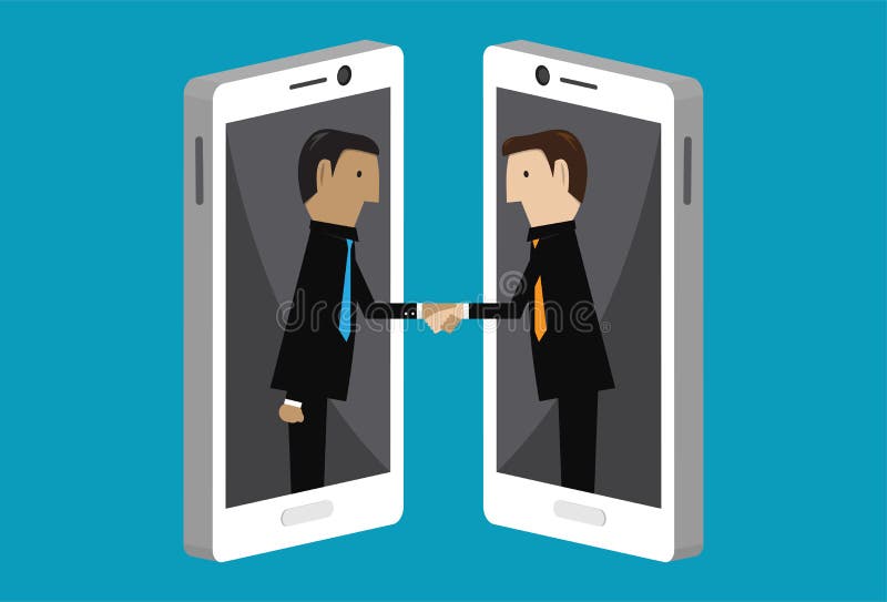 Businessman Hand Shake Online Mobile Phone Stock Vector - Illustration ...