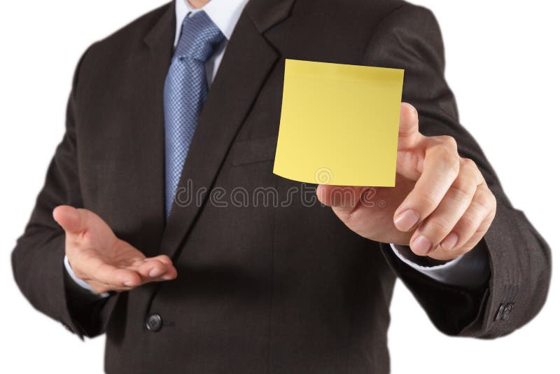 Businessman Hand Show Blank Sticky Note with White Background As Stock ...