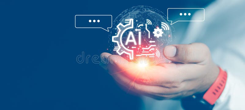 Businessman Hand Showing Artificial Intelligence on Virtual Screen ...