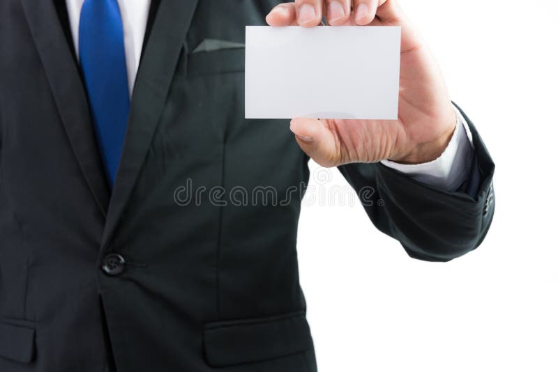 Businessman Hand Showing Business Card or Note Paper Isolate Stock ...