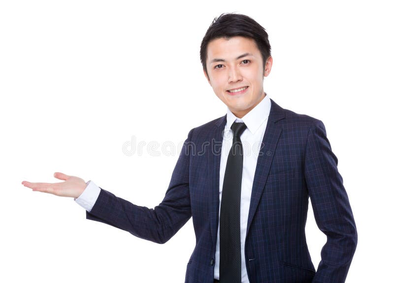 Businessman with Hand Showing Something Stock Image - Image of asia ...