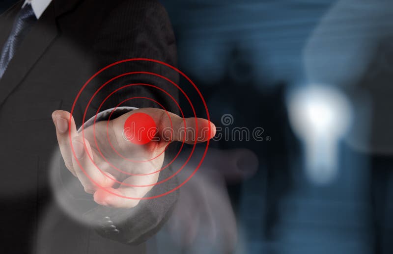Businessman Hand Shows Target Symbol Stock Photo - Image of concept ...
