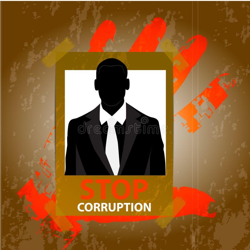 Businessman with Hand in Sign Stop Corruption Concept . Stock ...