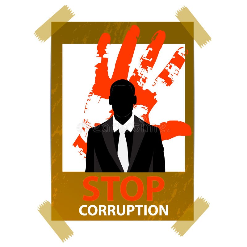 Businessman with Hand in Sign Stop Corruption Concept . Stock ...