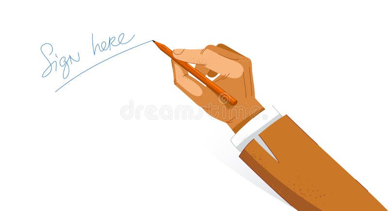 Businessman Hand Signing a Document Vector Illustration, Sign Here ...