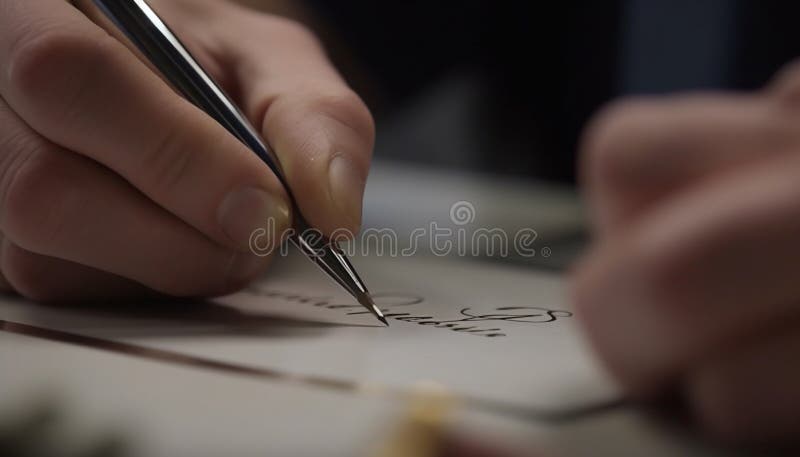 A Businessman Hand Signs a Successful Document with a Pen Generated by ...