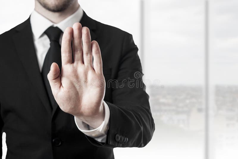 Business Man with Stop Hand Up Stock Image - Image of people, safeguard ...