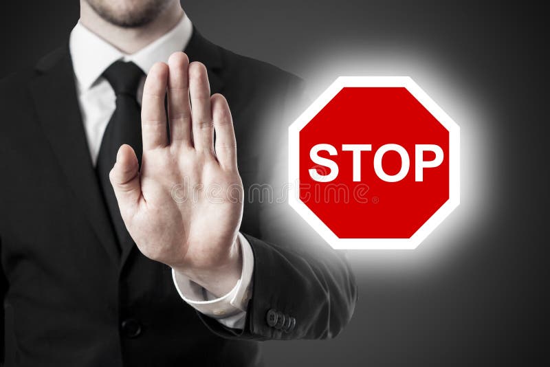 Businessman hand stop sign stock image. Image of business - 41244493