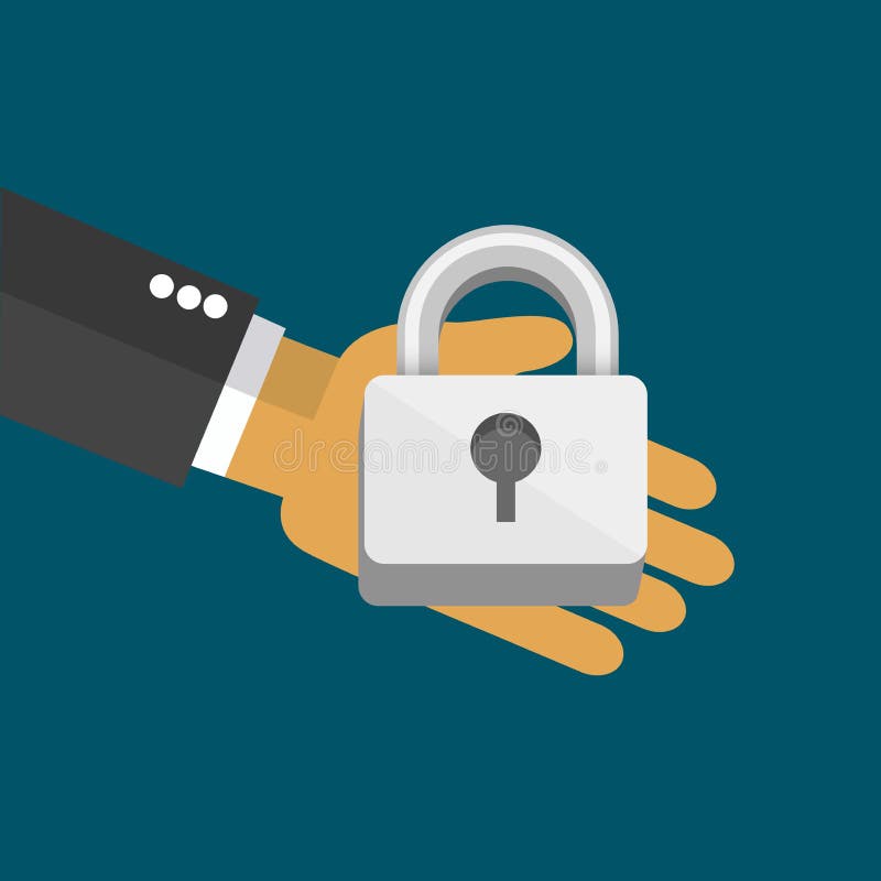 Businessman Hand Take a Lock Stock Illustration - Illustration of ...