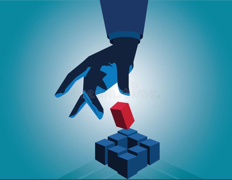 Businessman Hand Touch Cube As Symbol of Problem Solving. Touch Stock ...