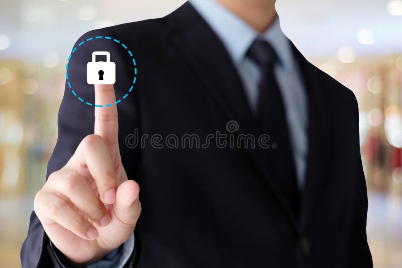 Businessman Hand Touching Cyber Security Icon Over Blur Background with ... Businessman Hand Touching Cyber Security Icon Over Blur Background with ...