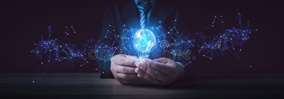 Businessman Hand Touching Digital Information Network Transformation ...