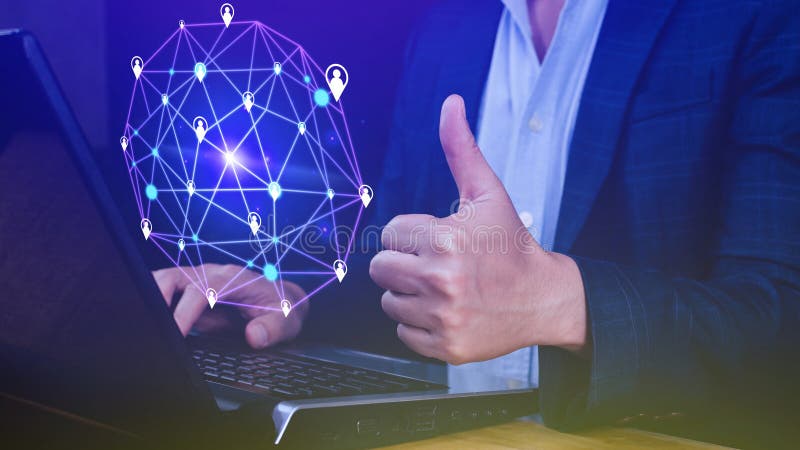Businessman Hand Touching Global Infrastructure Network on Virtual ...