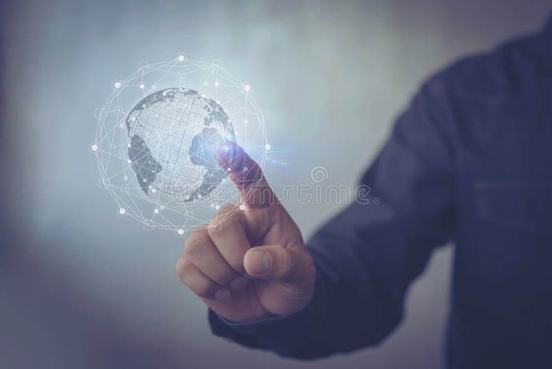 Businessman Hand Touching Map Point, Network Connection, International ... Businessman Hand Touching Map Point, Network Connection, International ...
