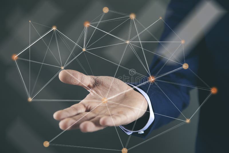 Businessman Hand Touching Virtual Screen Stock Image - Image of ...