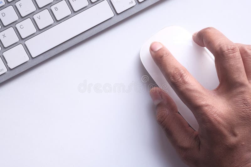 Person Hand Use Computer Mouse on Desk. Stock Photo - Image of buttons ...