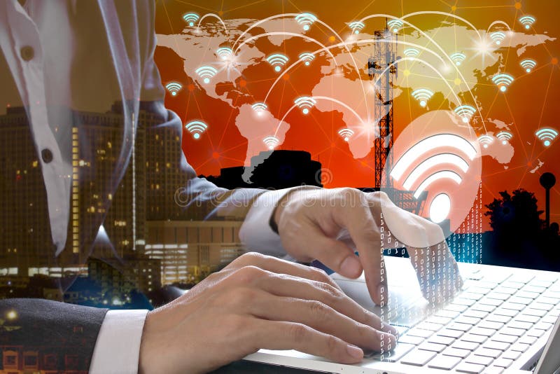 Businessman Hand Use Laptop with Wifi Icons Connection Stock Image ... Businessman Hand Use Laptop with Wifi Icons Connection Stock Image ...