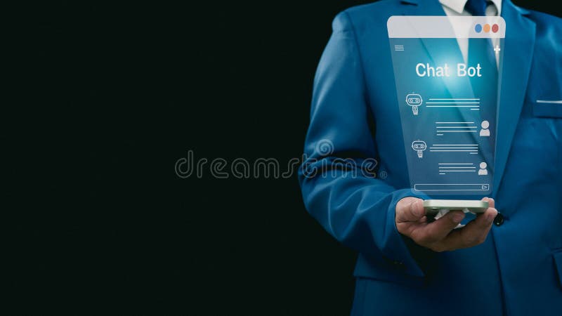 Businessman Hand Use Show a Smartphone To Type Live Chat, Ask, Answer ...