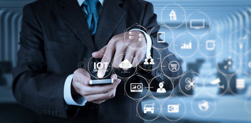 Businessman Hand Use Smart Phone Computer with Email Icon As Con Stock ...