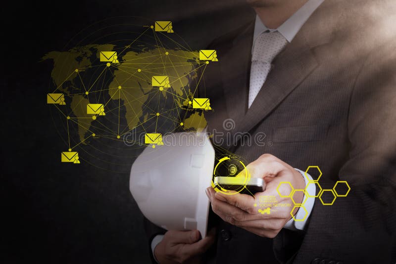 Businessman Hand Use Smart Phone Computer Stock Image - Image of person ...