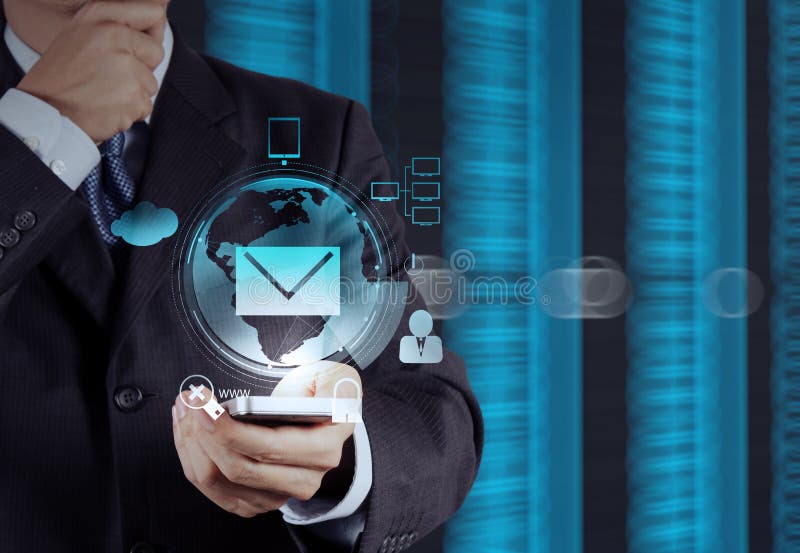 Hand Use Tablet Computer with Email Icon Stock Image - Image of ...