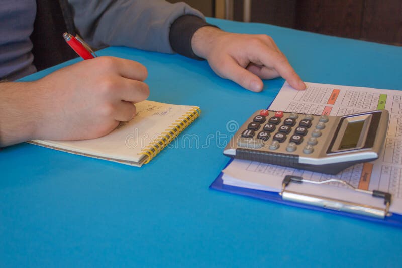 Businessman Hand Using Calculator, Accounting Concept. Man Hands with ...