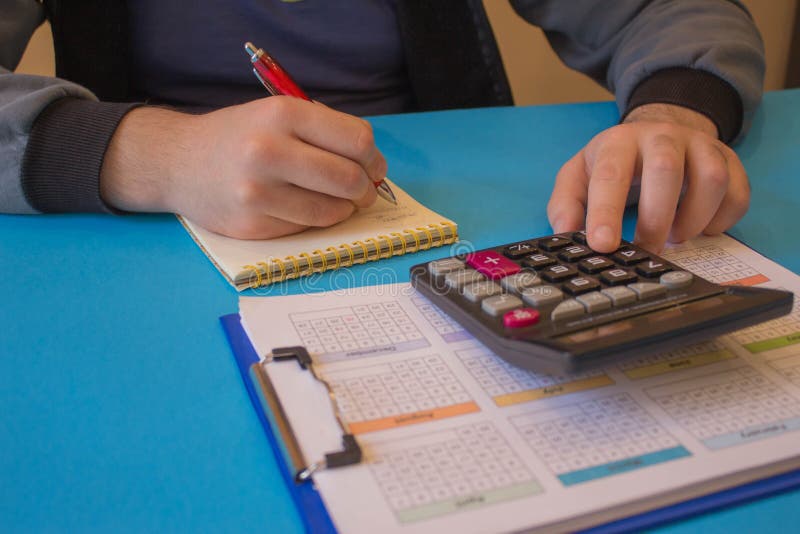 Businessman Hand Using Calculator, Accounting Concept. Man Hands with ...