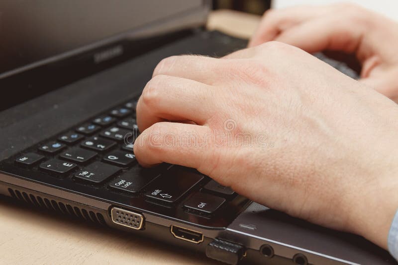 Businessman Hand Using Keyboard on Computer Laptop Stock Image - Image ...