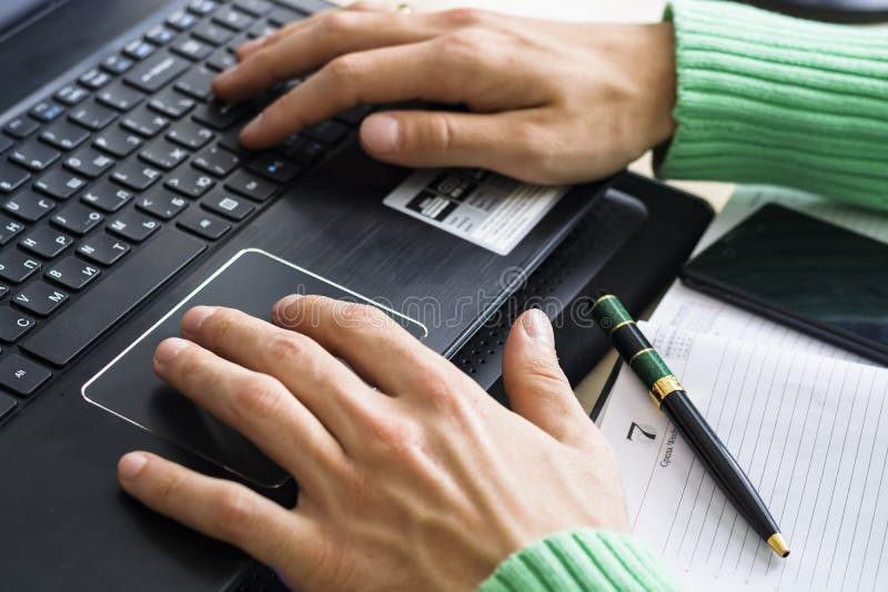 Businessman Hand Using Keyboard on Computer Laptop Stock Image - Image ...