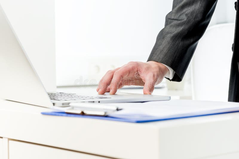 Businessman Hand Using Laptop on the Table Stock Image - Image of ...