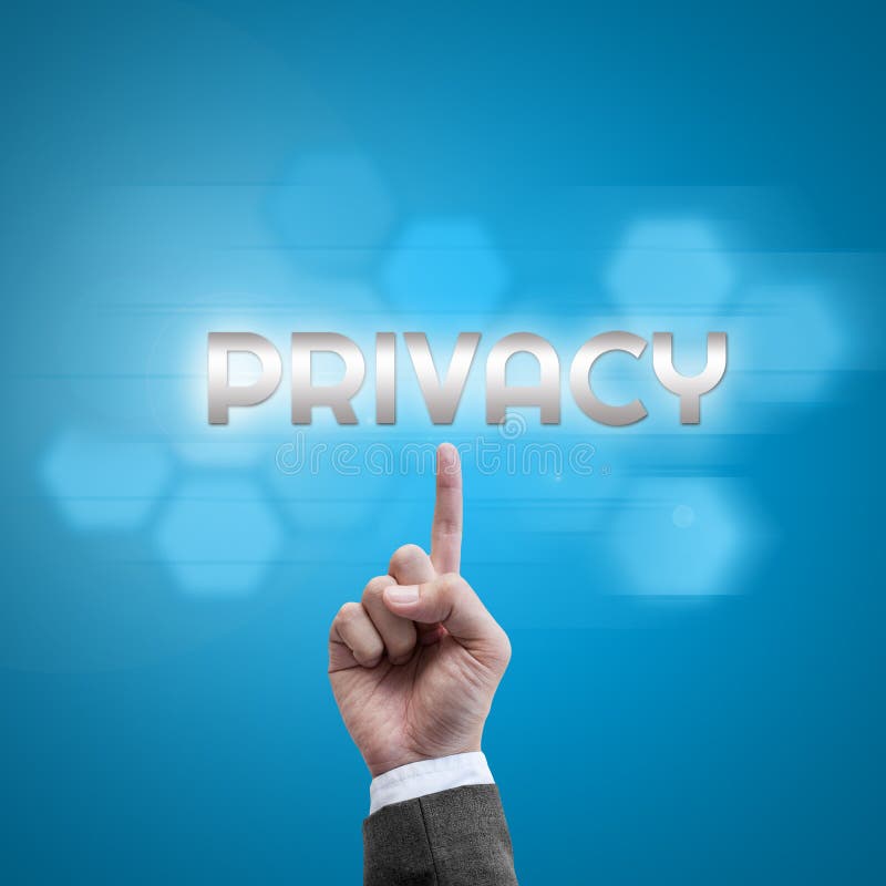 Businessman Hand Working with Modern Computer Interface As Privacy ...