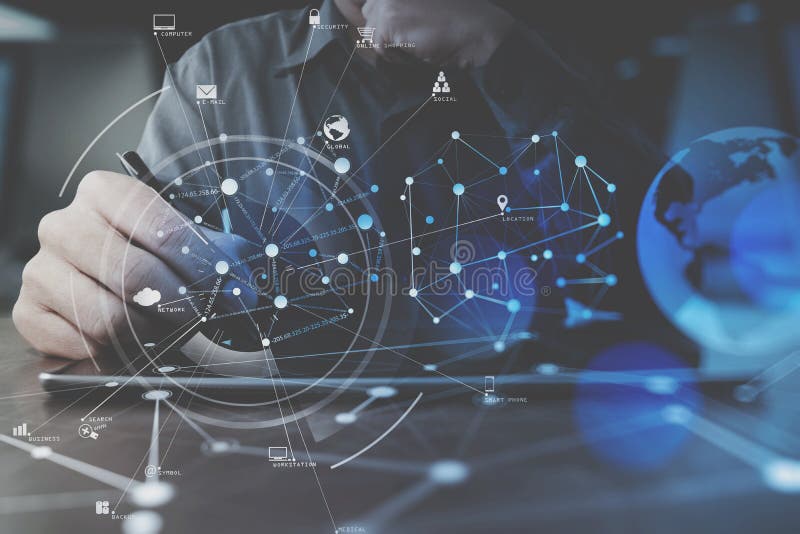 Businessman Hand Working with Modern Digital Tablet Computer in Stock ...