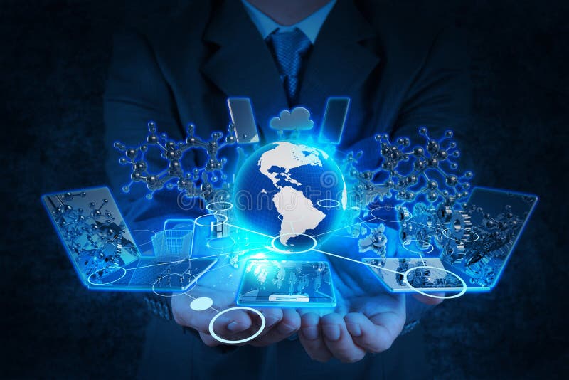 Businessman Hand Working with New Modern Computer and Business S Stock ...