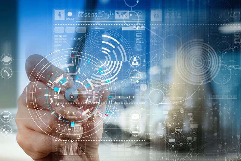 Businessman Hand Working with Modern Technology and Digital Layer ...