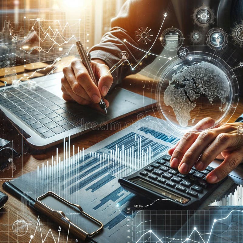 Businessman Hand Working with New Modern Computer and Business Graph ...