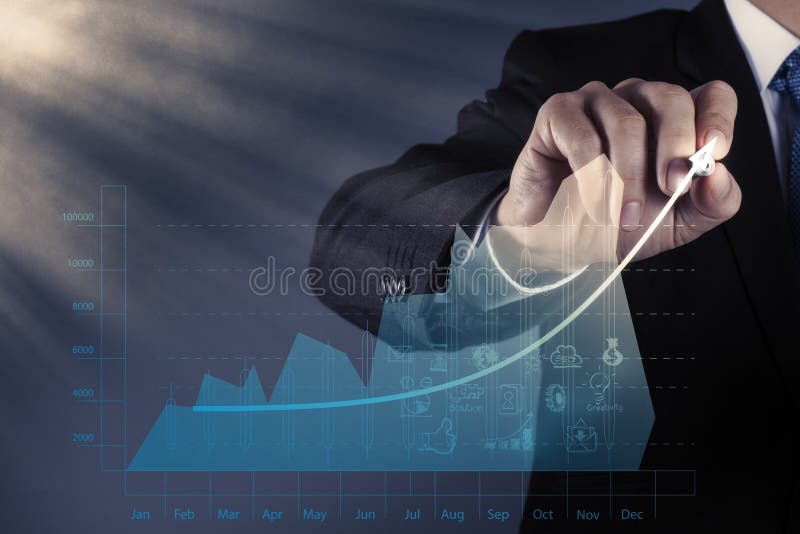 Businessman Hand Working with New Modern Computer and Business S Stock ...